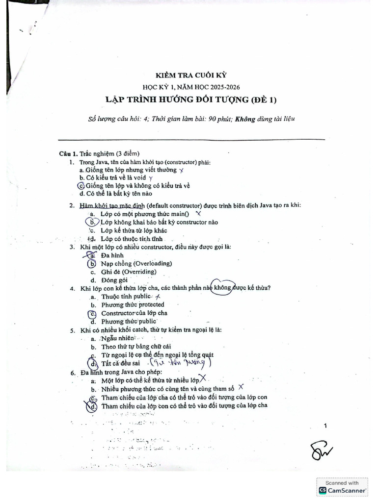 De Thi Lap Trinh Huong Doi Tuong Ky 1 2025 2026 2379 | PDF