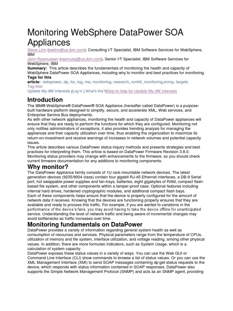 Monitoring WebSphere DataPower SOA Appliances | PDF | Command Line Interface | Graphical User ...