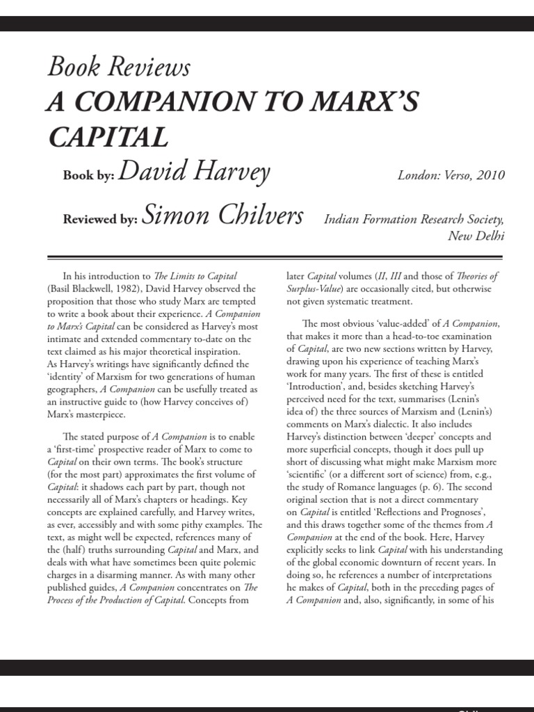 Harvey's Companion to Marx's Capital Review | PDF | Karl Marx | Capitalism