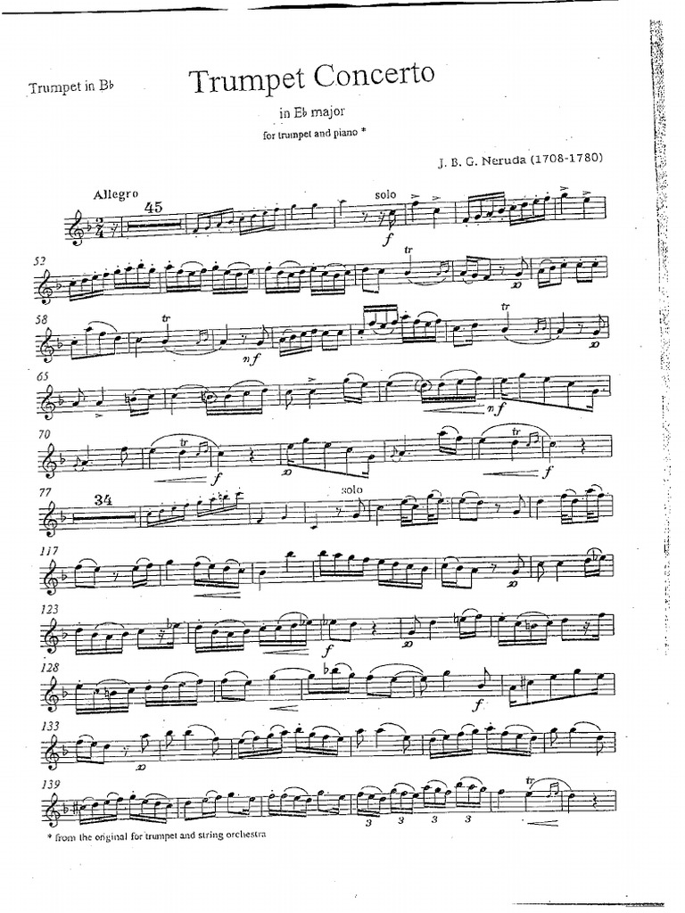 J.B.G.neruda,Trumpet Concerto in Eb Major | PDF | Trumpet | Concerto
