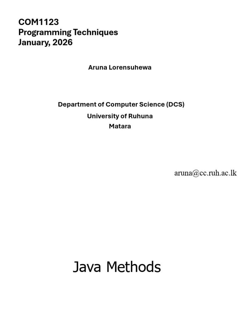 2026 Lecture Seven Methods | PDF | Method (Computer Programming ...