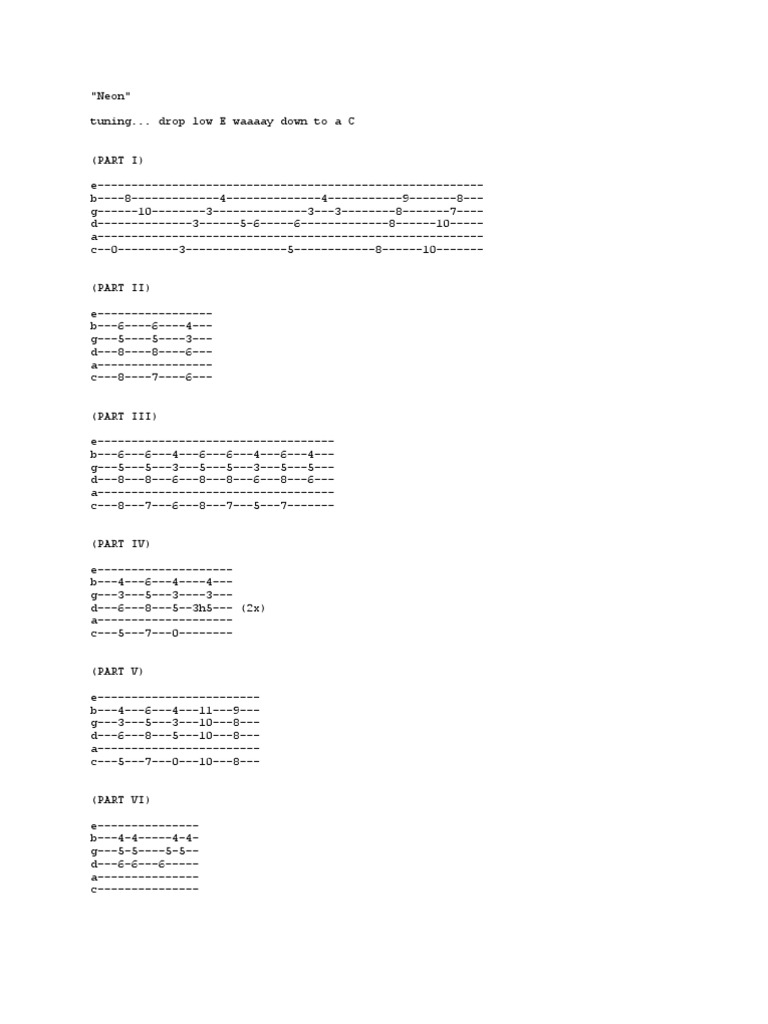 Neon Acoustic Tabs by John Mayer | PDF