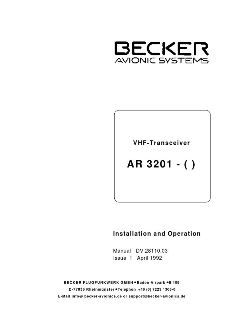 Becker - AR3201 Installation Manual | PDF | Microphone | Headphones