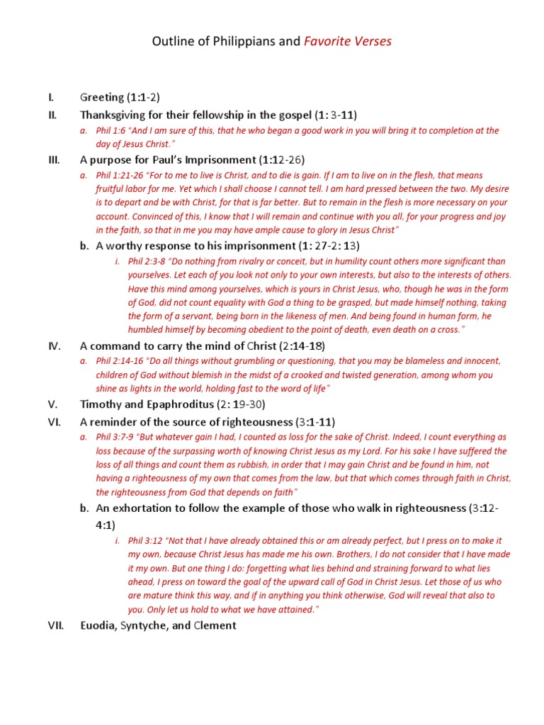Outline of Philippians | Epistle To The Philippians | Righteousness