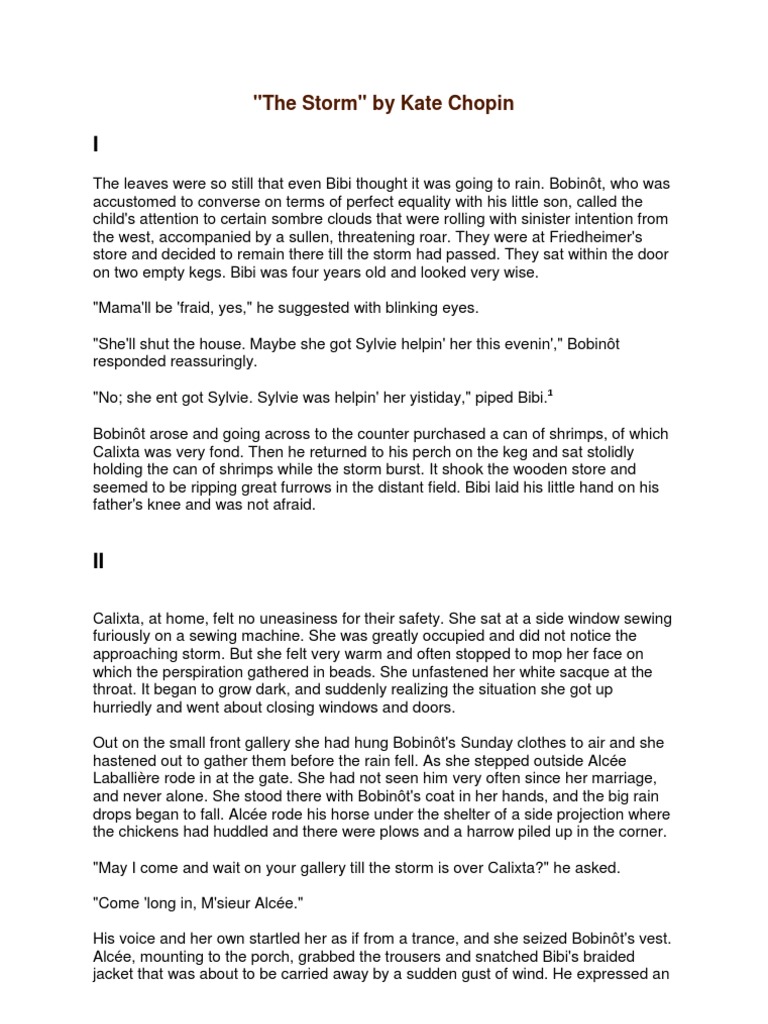 The Storm - by Kate Chopin | PDF | The Awakening (Chopin Novel)