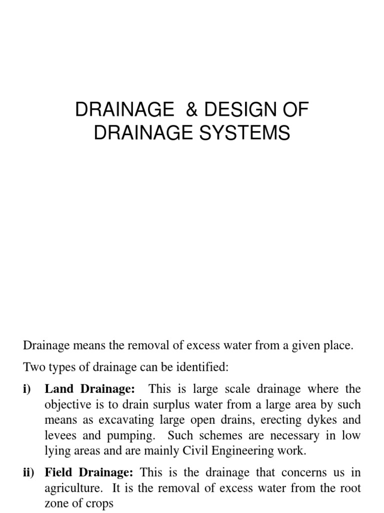 Drainage and Design of Drainage System-1 | Drainage | Irrigation
