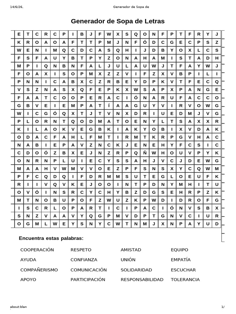 Generador de Sopa de Letras | PDF | Psicología Social