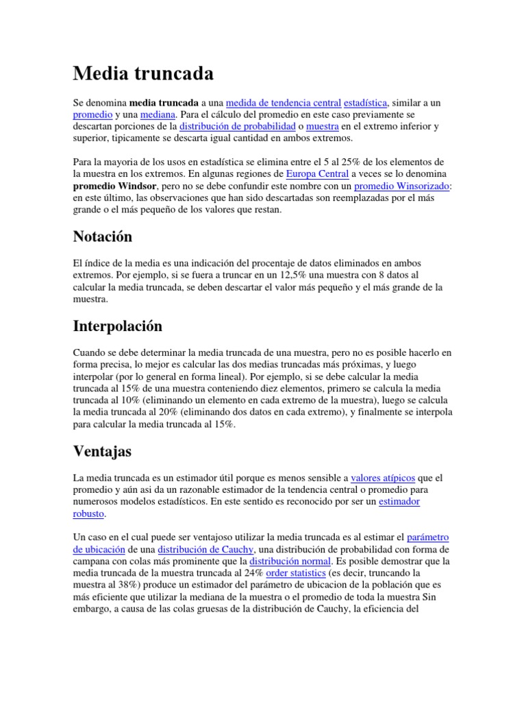 Media Truncada | Estadísticas descriptivas | Análisis