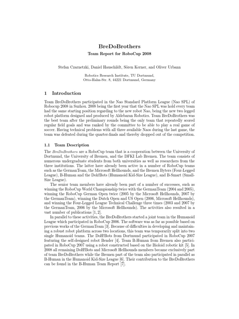 Bredobrothers: Robotics Research Institute, Tu Dortmund, Otto-Hahn-Str ...