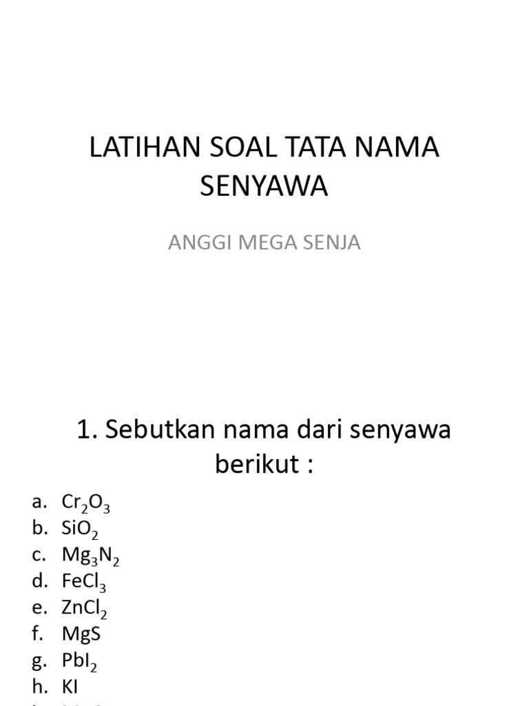 Latihan Soal Tata Nama Senyawa | PDF