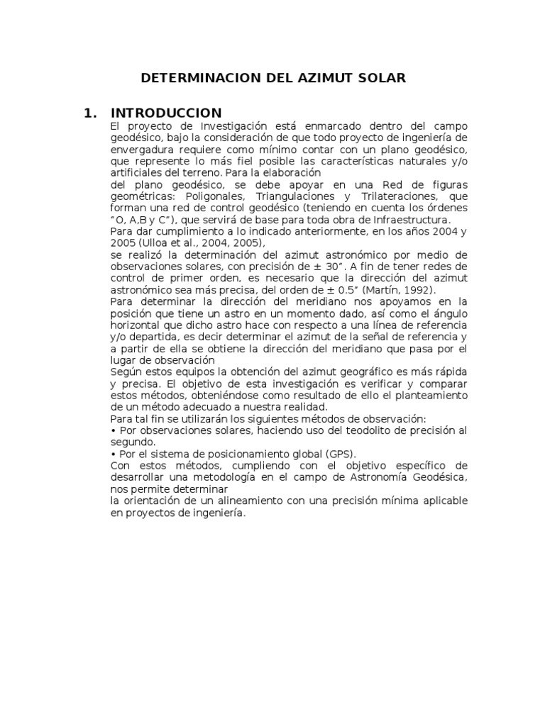 Azimut Solar | PDF | Geodesia | Azimut