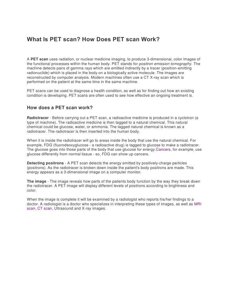 PET Scan | PDF | Radioactive Tracer | Positron Emission Tomography