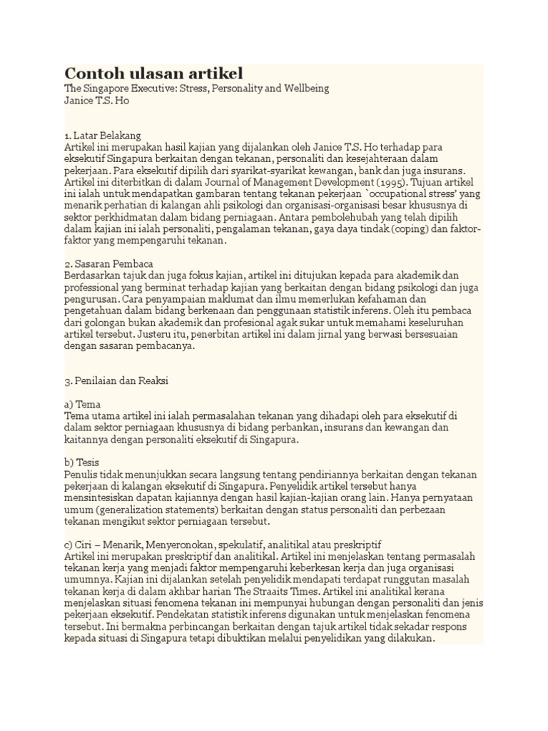Contoh Ulasan Artikel | PDF