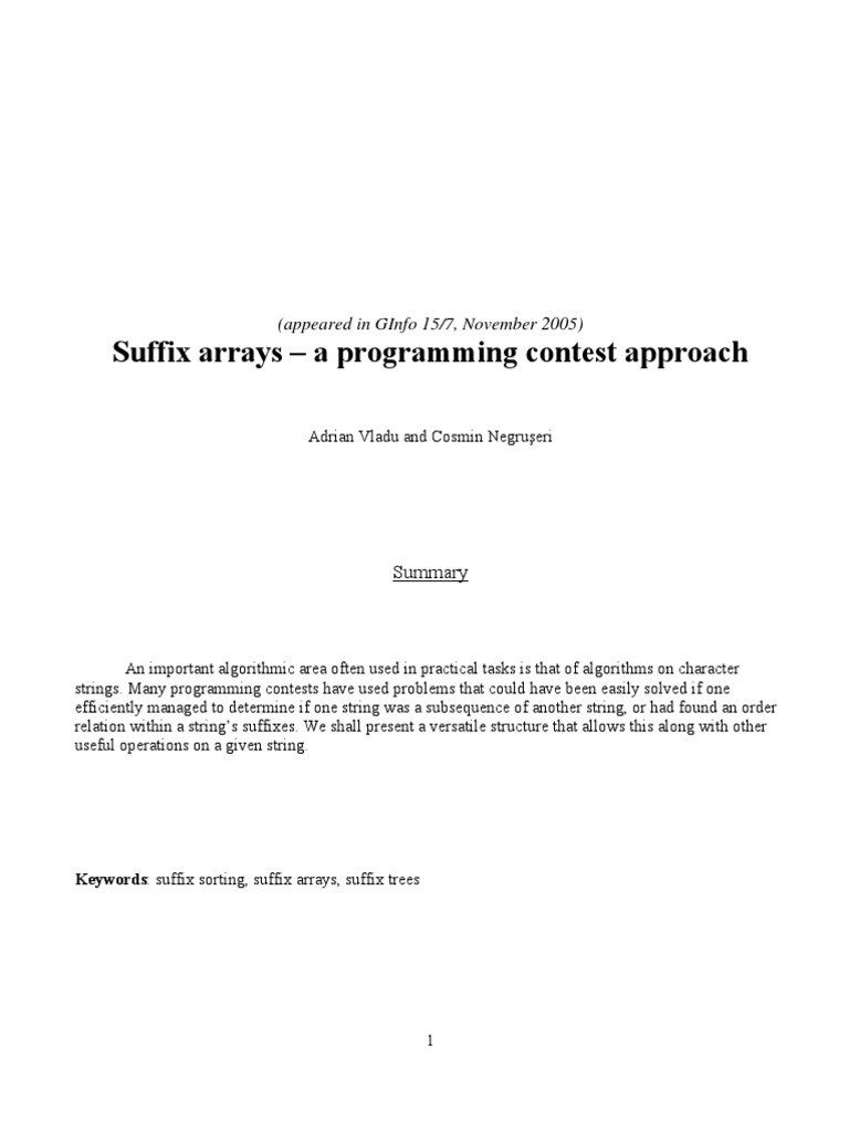 Suffix Array Tutorial Pdf String Computer Science Computer Science 