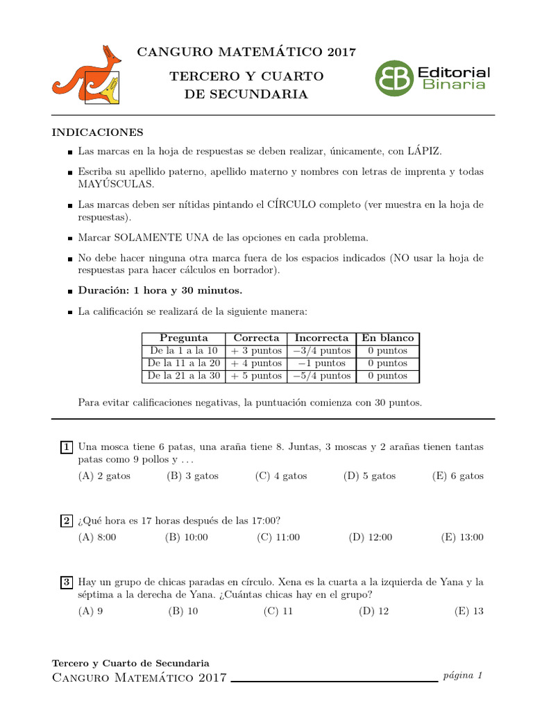 canguro matematico | PDF | Entero