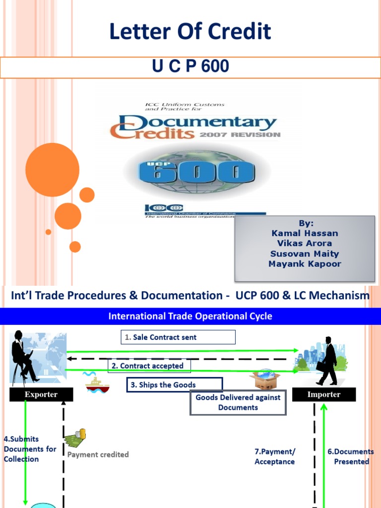 Ucp-600 | Letter Of Credit | Credit (Finance)