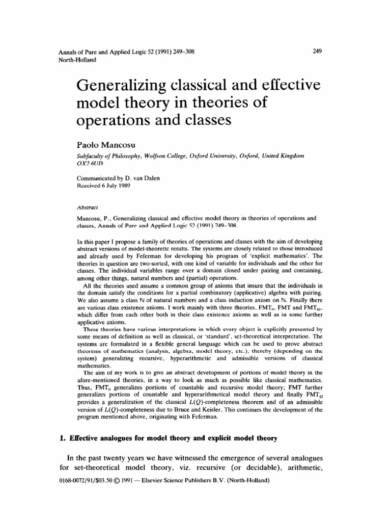 Generalizing Classical and Effective Model Theory in Theories of ...