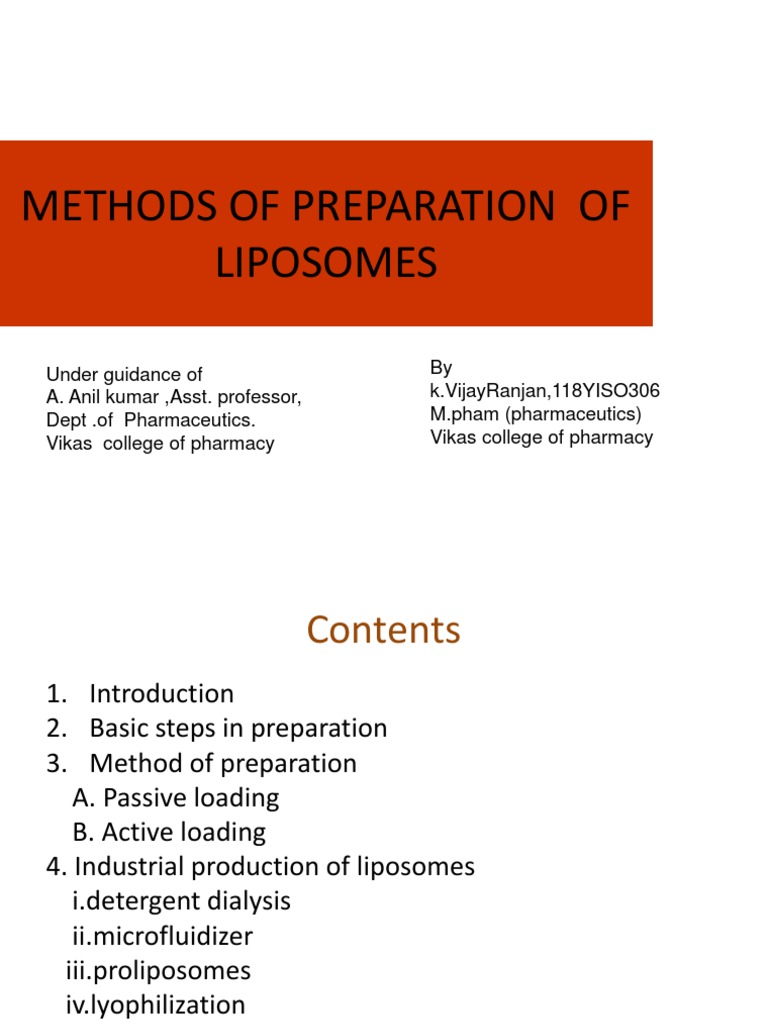 Methods of Preparation Liposomes | PDF | Liposome | Vesicle (Biology ...
