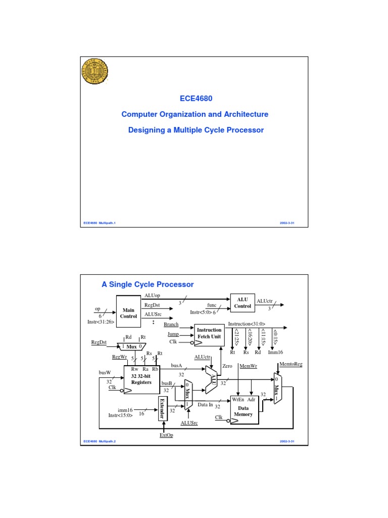 ECE4680 Computer Organization and Architecture Designing A Multiple Cycle Processor | Download ...