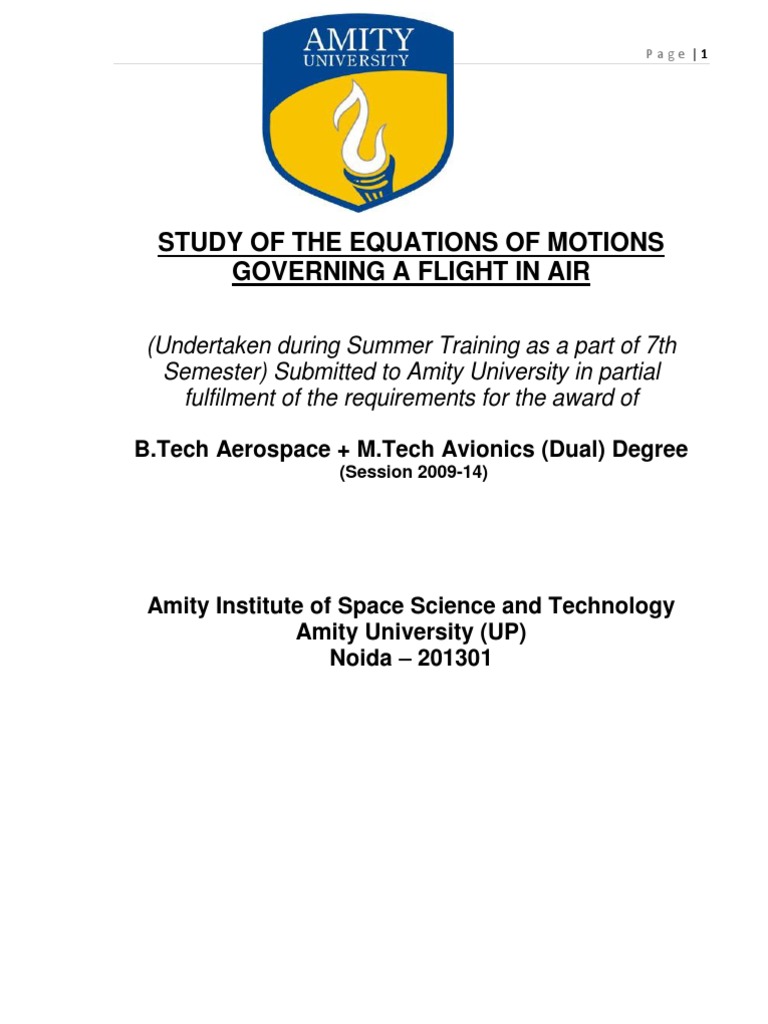 Aircraft Motion Equations Study | PDF | Flight Dynamics (Fixed Wing ...