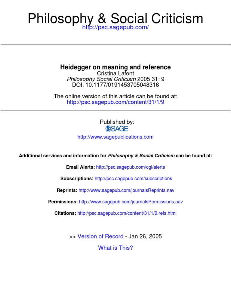 Philosophy Social Criticism 2005 Lafont 9 20 | PDF | Being And Time ...