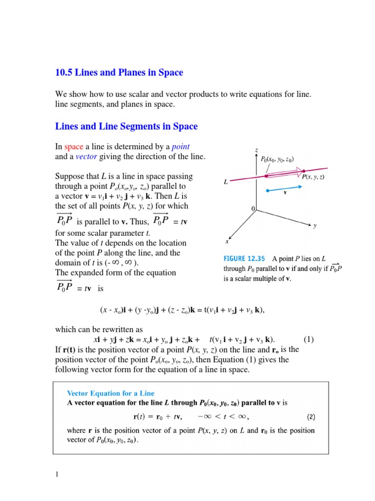 10.5 Lines and Planes in Space | PDF | Plane (Geometry) | Line (Geometry)