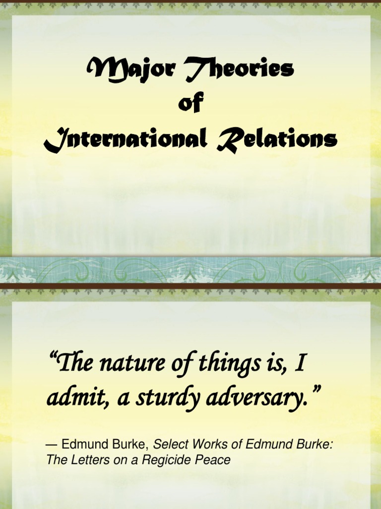 Major Theories of International Relations | PDF | International ...