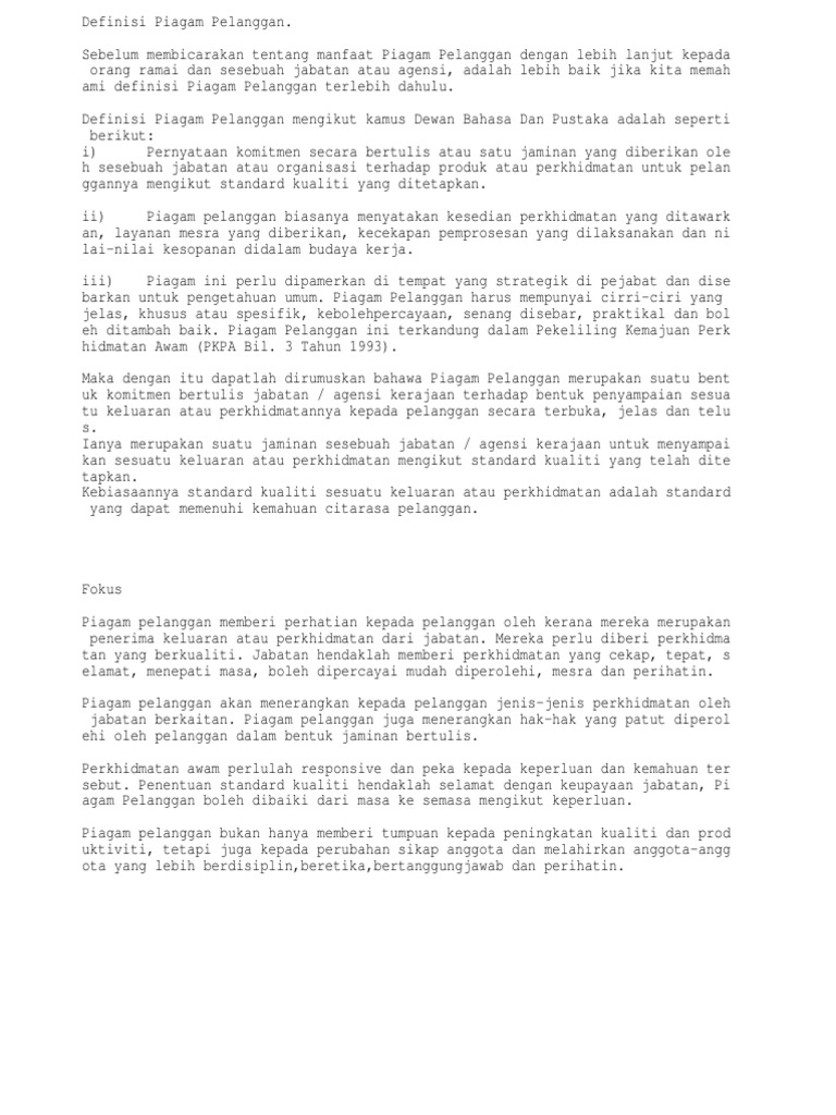 Piagam Pelanggan | PDF