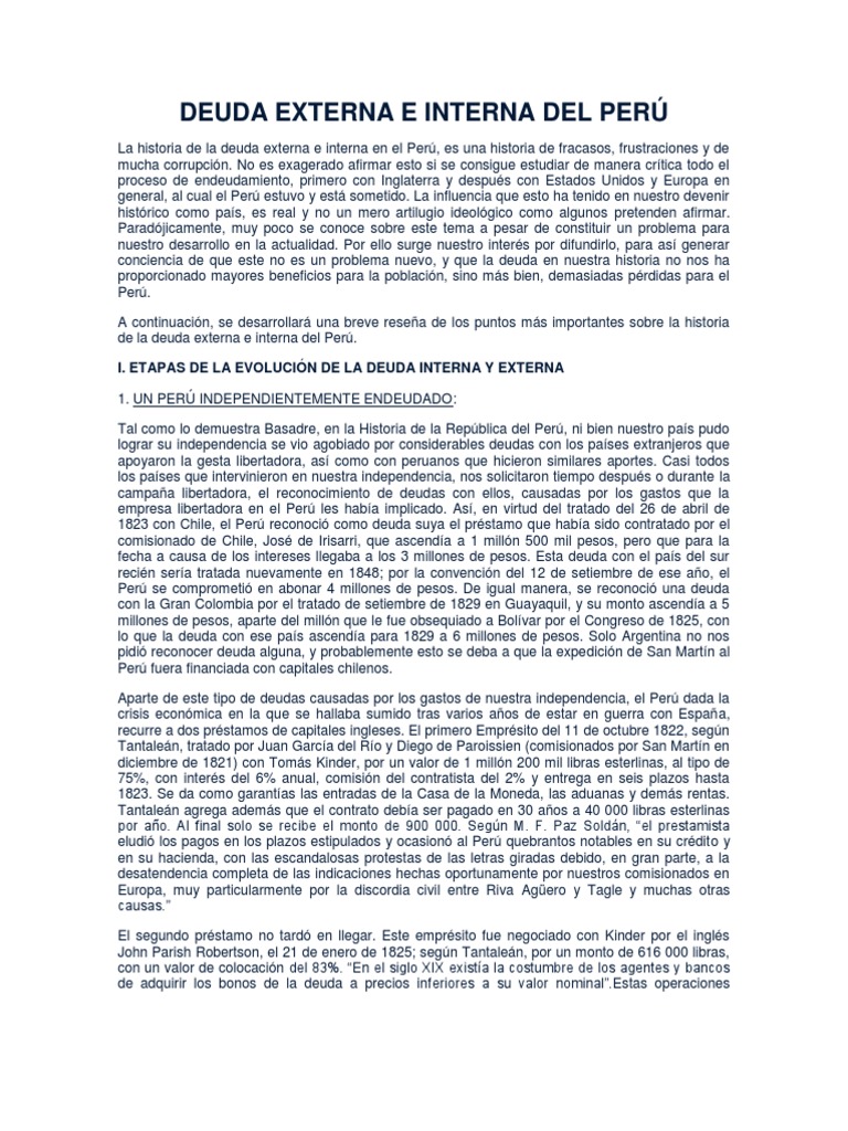Deuda Externa e Interna Del Perú | PDF | La deuda externa | Perú