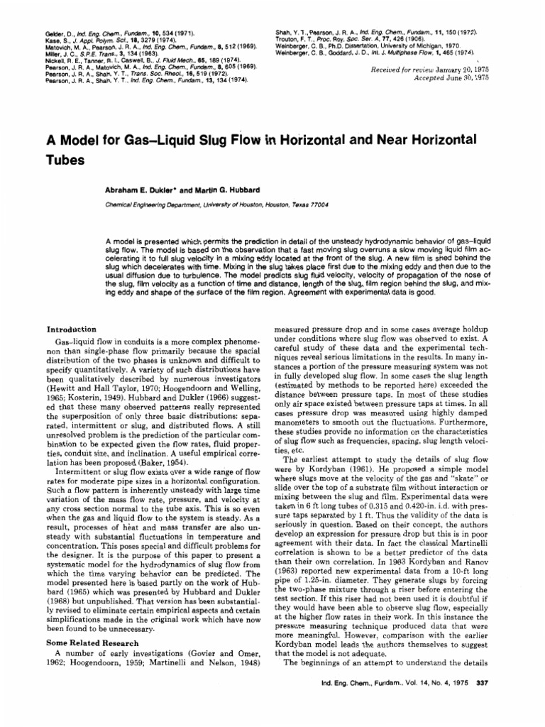 A Model For Gas-Liquid Slug Flow in Horizontal and Near Horizontal ...