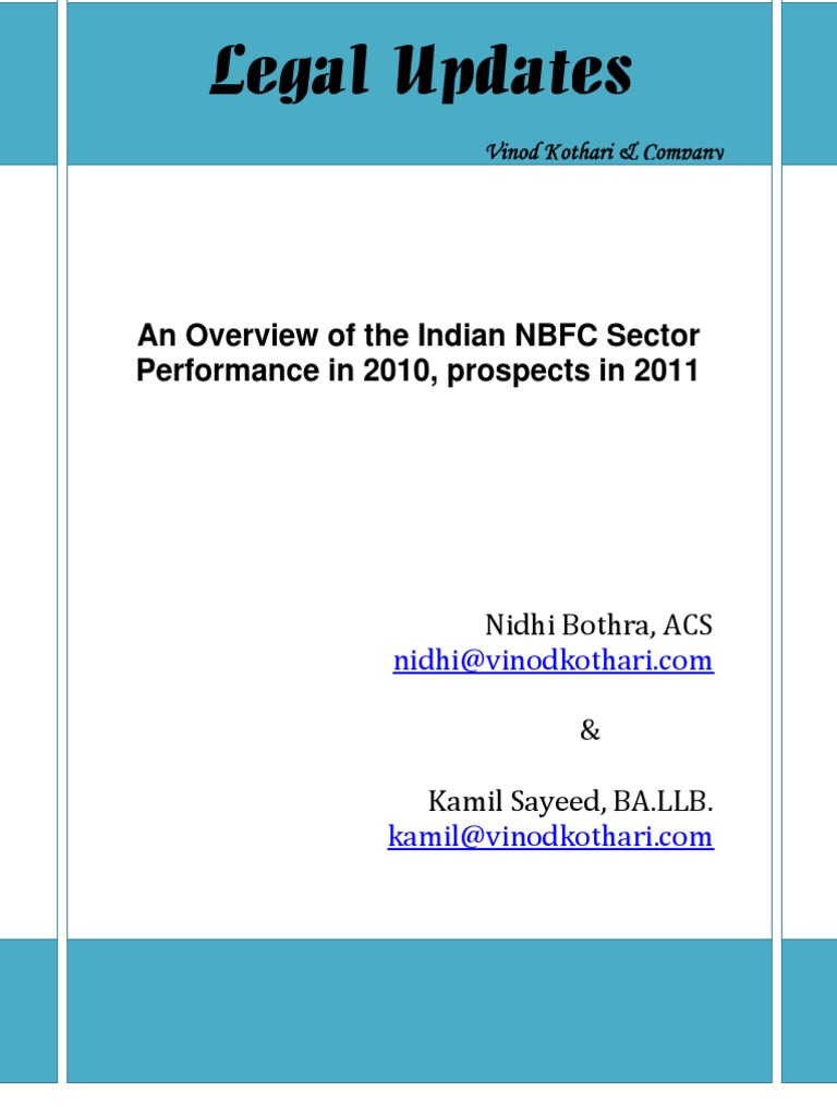 An Overview of The Indian NBFC Sector - Nidhi & Kamil | PDF