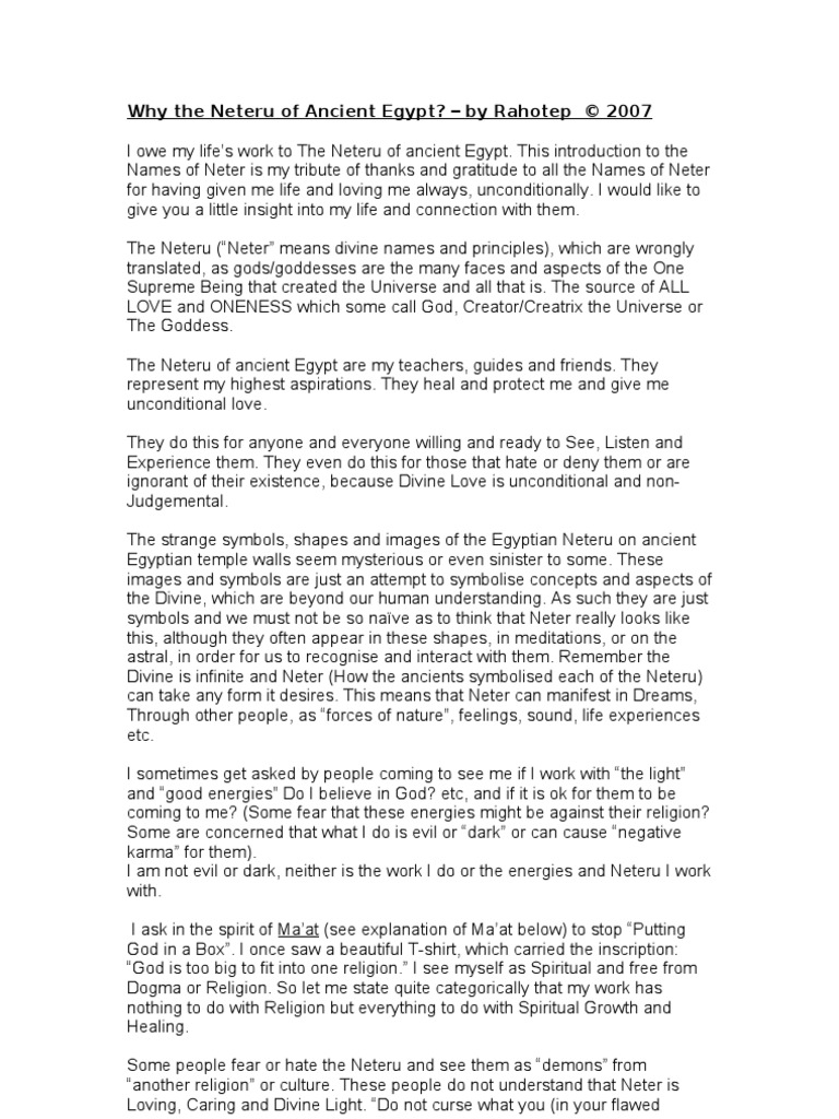Why The Neteru of Ancient Egypt | PDF | Isis | Deities