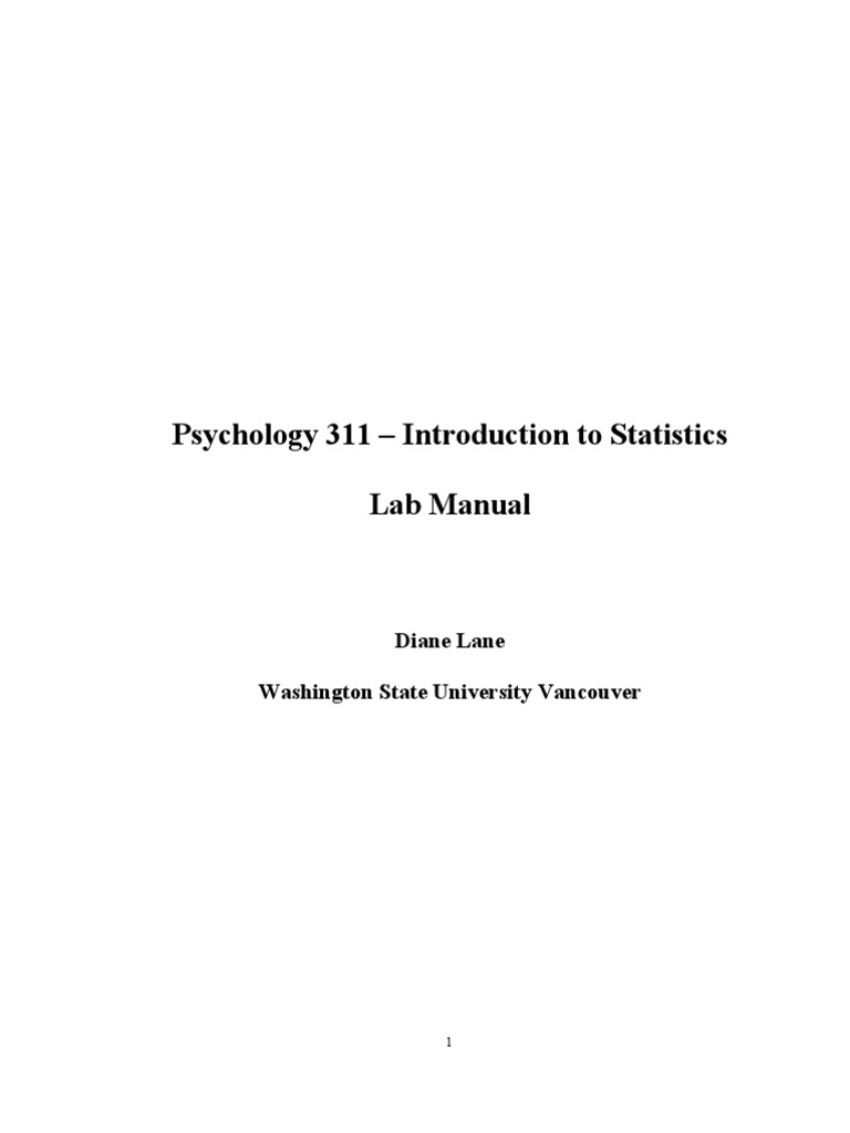 Psychology 311 - Introduction To Statistics Lab Manual: Diane Lane ...