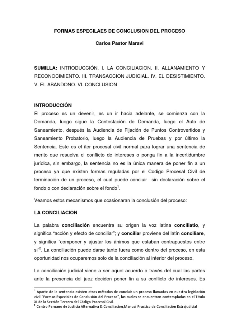 Formas Especiales de Conclusion Del Proceso | PDF | Ley procesal | Res ...