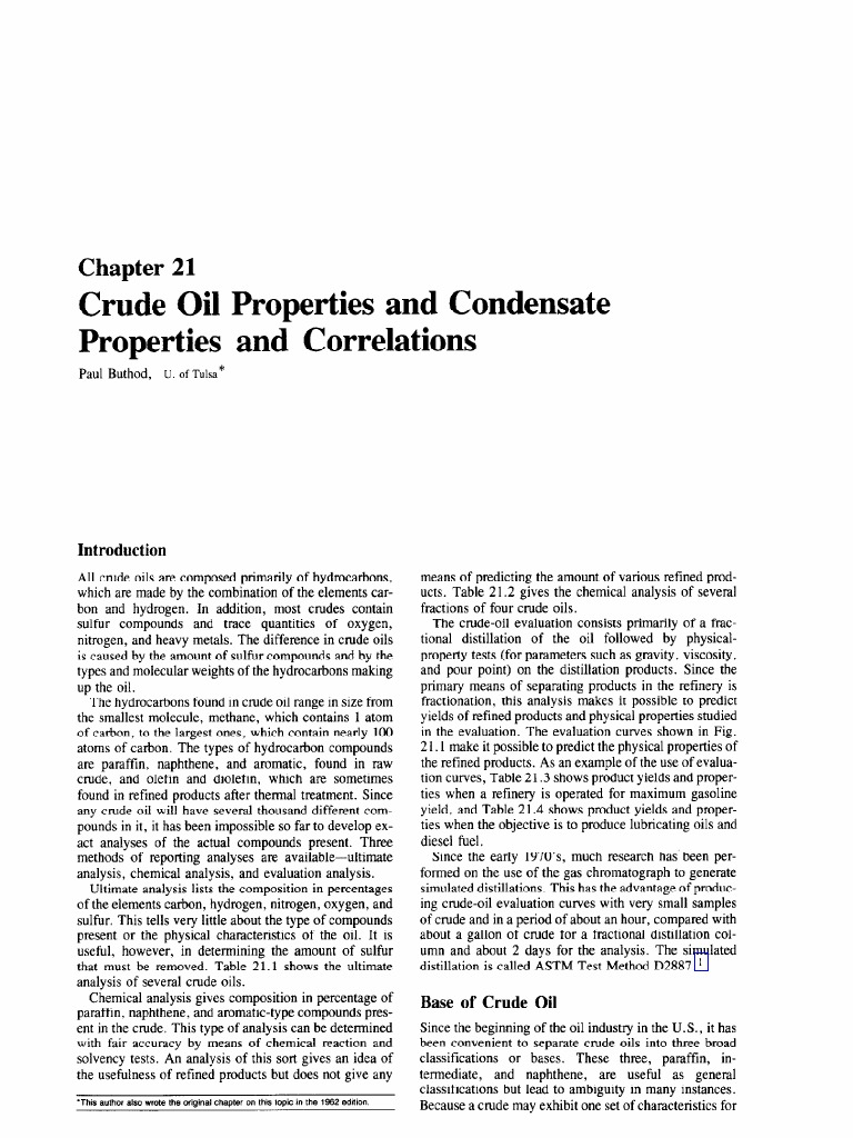Crude Oil Properties and Condensate Properties and Correlations | PDF ...