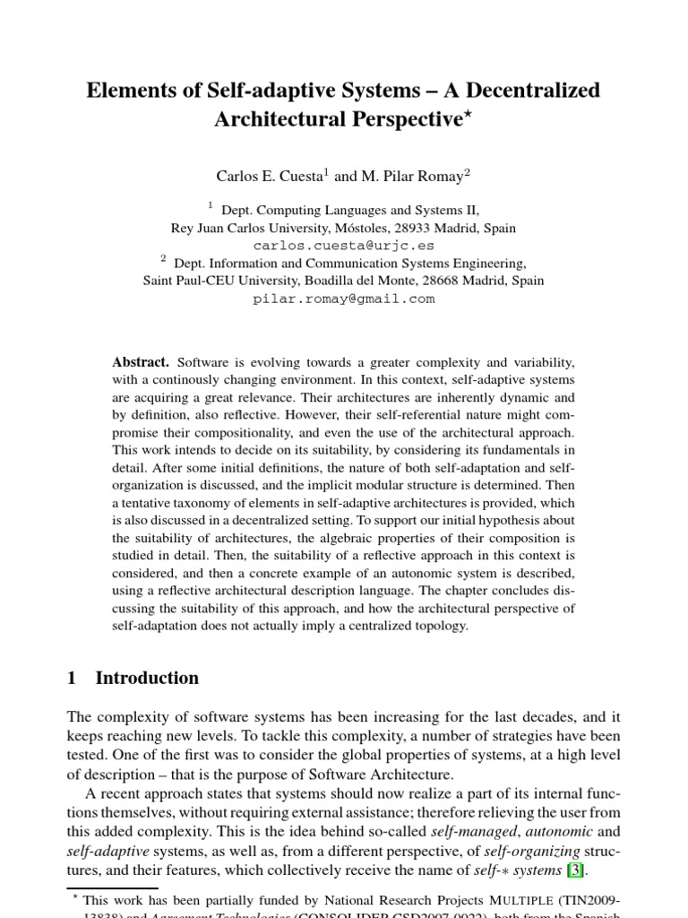 Elements of Self-Adaptive Systems | PDF | Self Organization | System