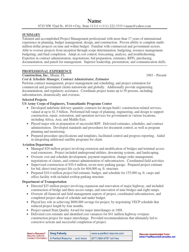 Project Management Resume Example | PDF | Project Management | Industries