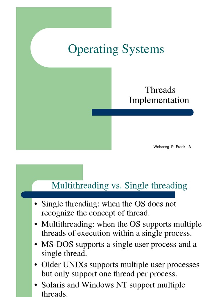 מערכות הפעלה- הרצאה 3 יחידה ד | Process | PDF | Thread (Computing) | Kernel (Operating System)