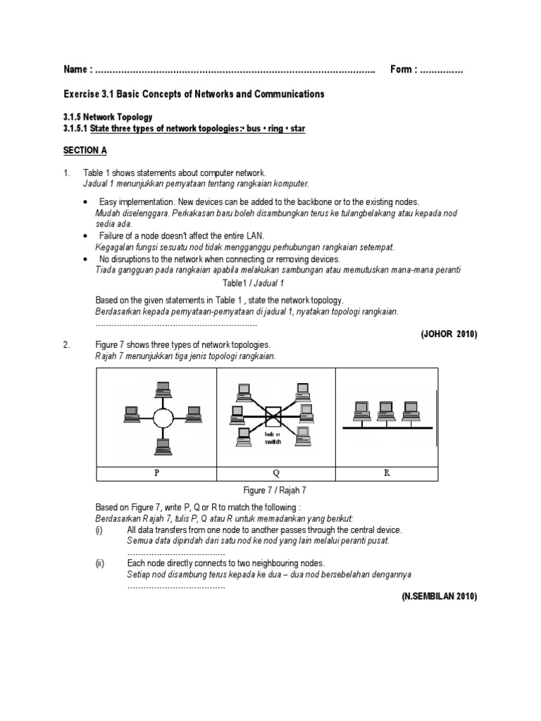 Exercise Form 4 2 Network Topology | PDF | Computers | Technology ...