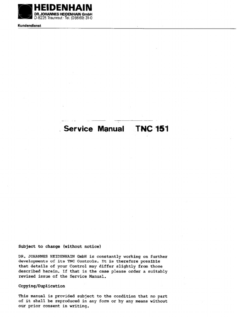 Heidenhain TNC 151 AP Service Instructions | PDF | Electrical Connector ...