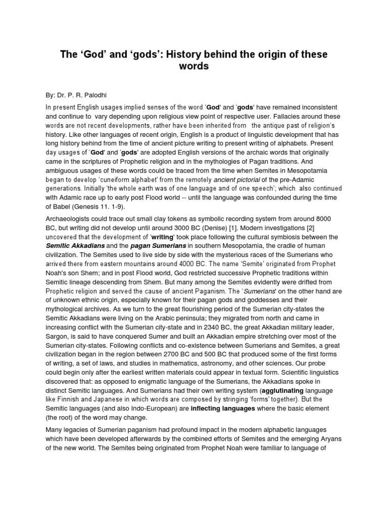 The 'God' and 'Gods': History Behind Origin of These Words | PDF ...