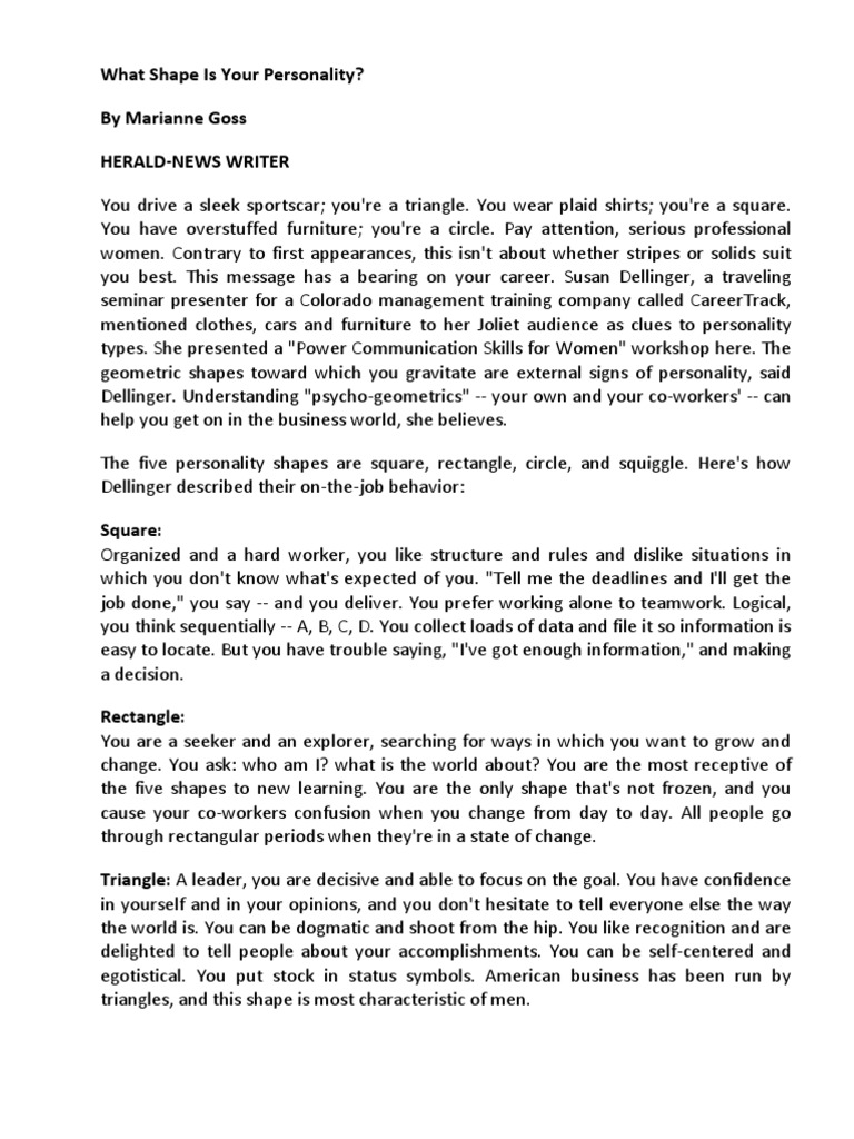 Understanding Personality Shapes | PDF | Emergence | Leadership