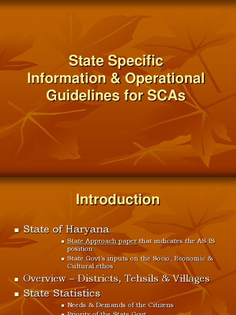 Haryana State Guidelines for SCAs | PDF | Business | Finance & Money ...