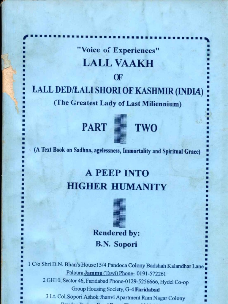 Voice of Experiences Lal Vaakh Part 2 - B. N. Sopori | PDF