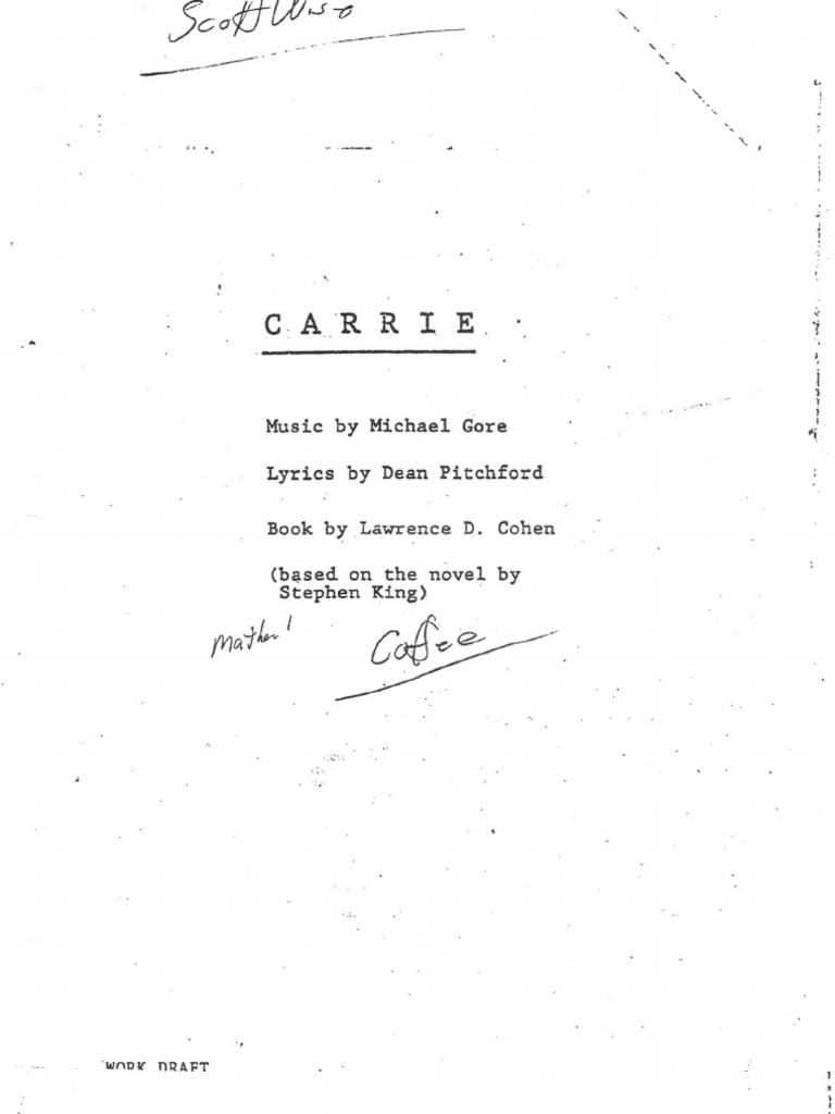 Carrie The Musical Script Work Draft | PDF | Eve | Religion And Belief