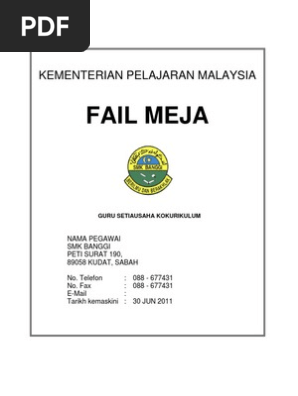 Fail Meja Pk Kokurikulum 2017