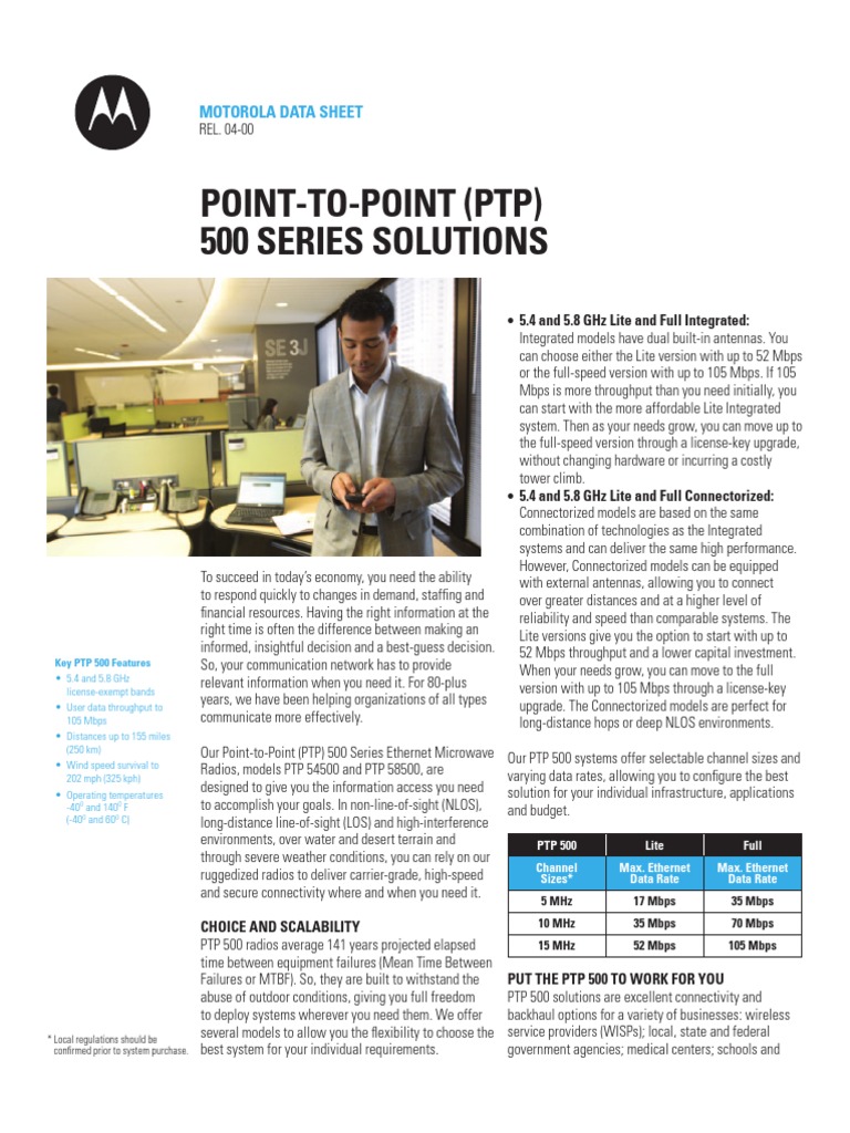Point-To-Point (PTP) 500 Series Solutions: Motorola Data Sheet | PDF ...