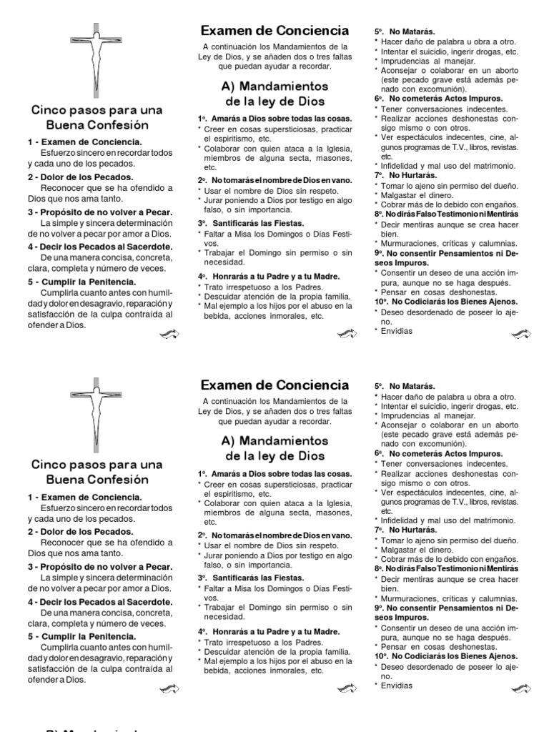Cinco Pasos para Una Buena Confesion | PDF | Penitencia | Siete pecados capitales