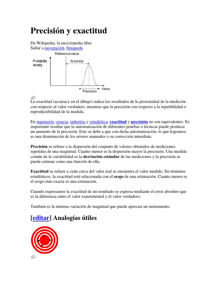 Exactitud y Precisión en Medidas | PDF | Exactitud y precisión | Medición