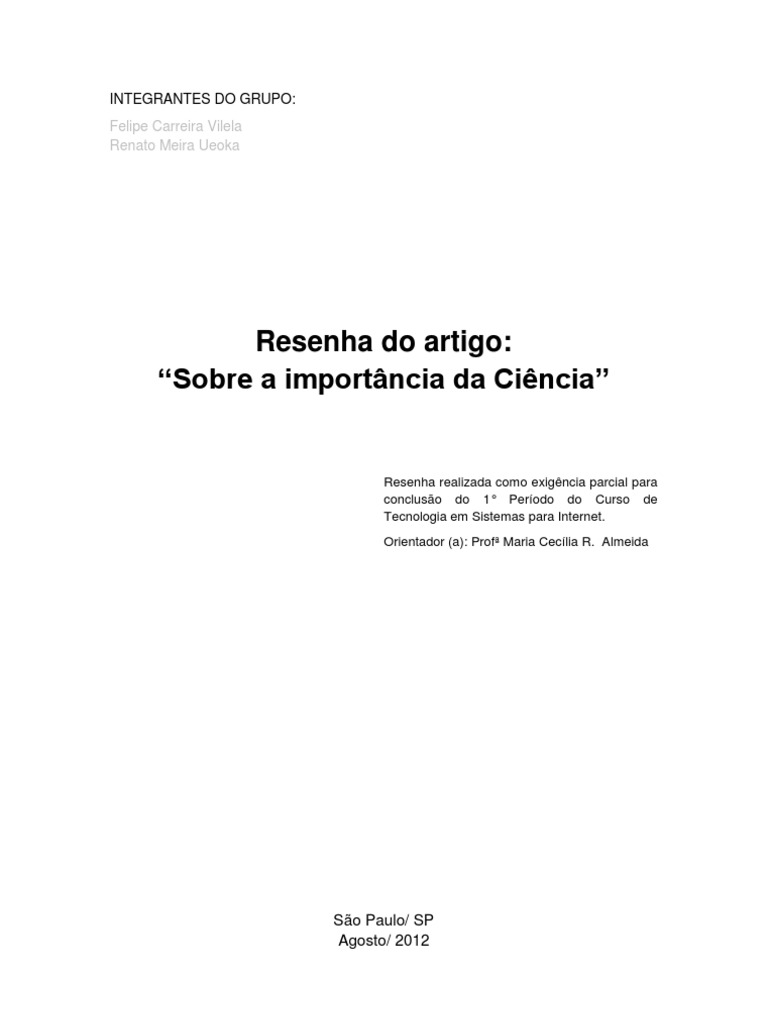 Modelo Capa Resenha ABNT | PDF